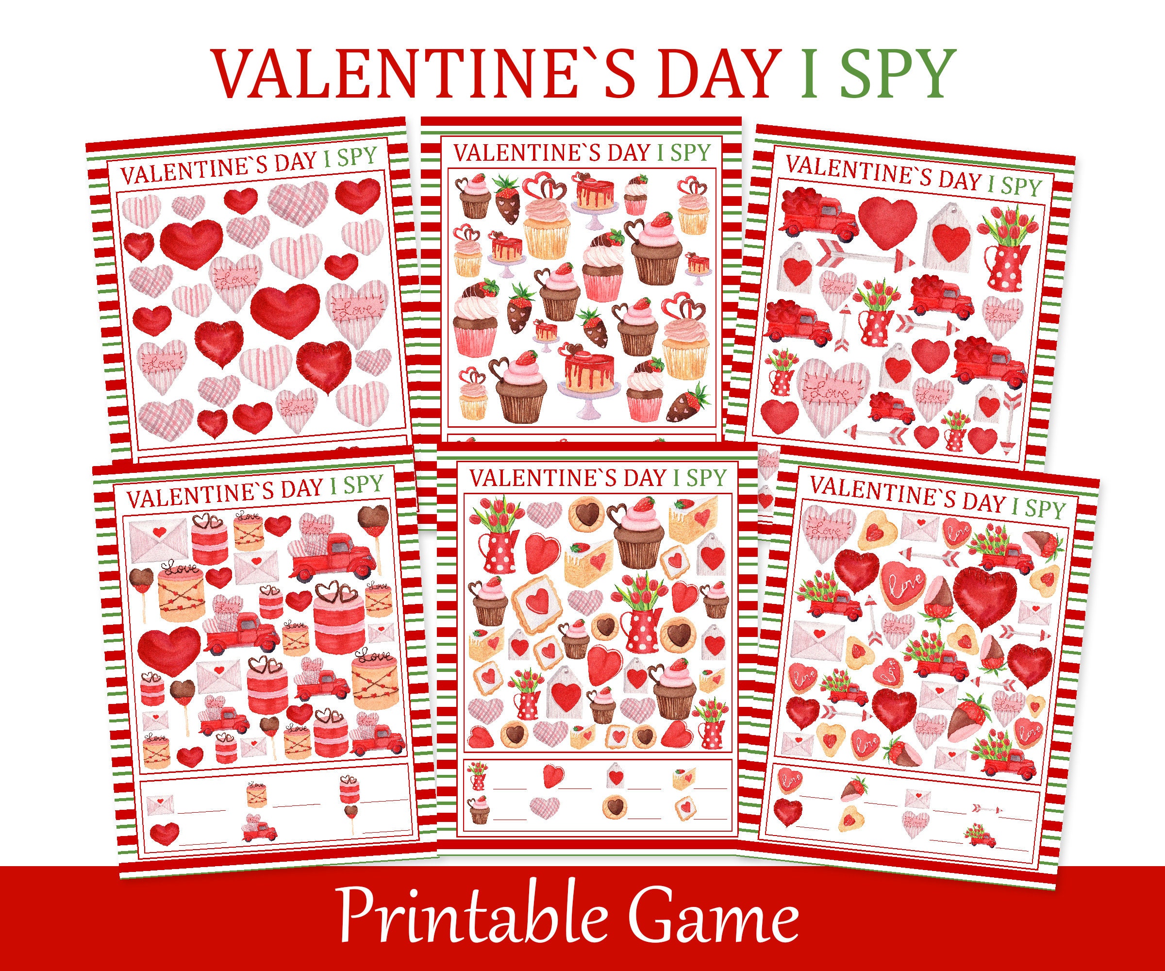 I Spy Valentines Day, Printable Game for Kids, Preschool Activity ...