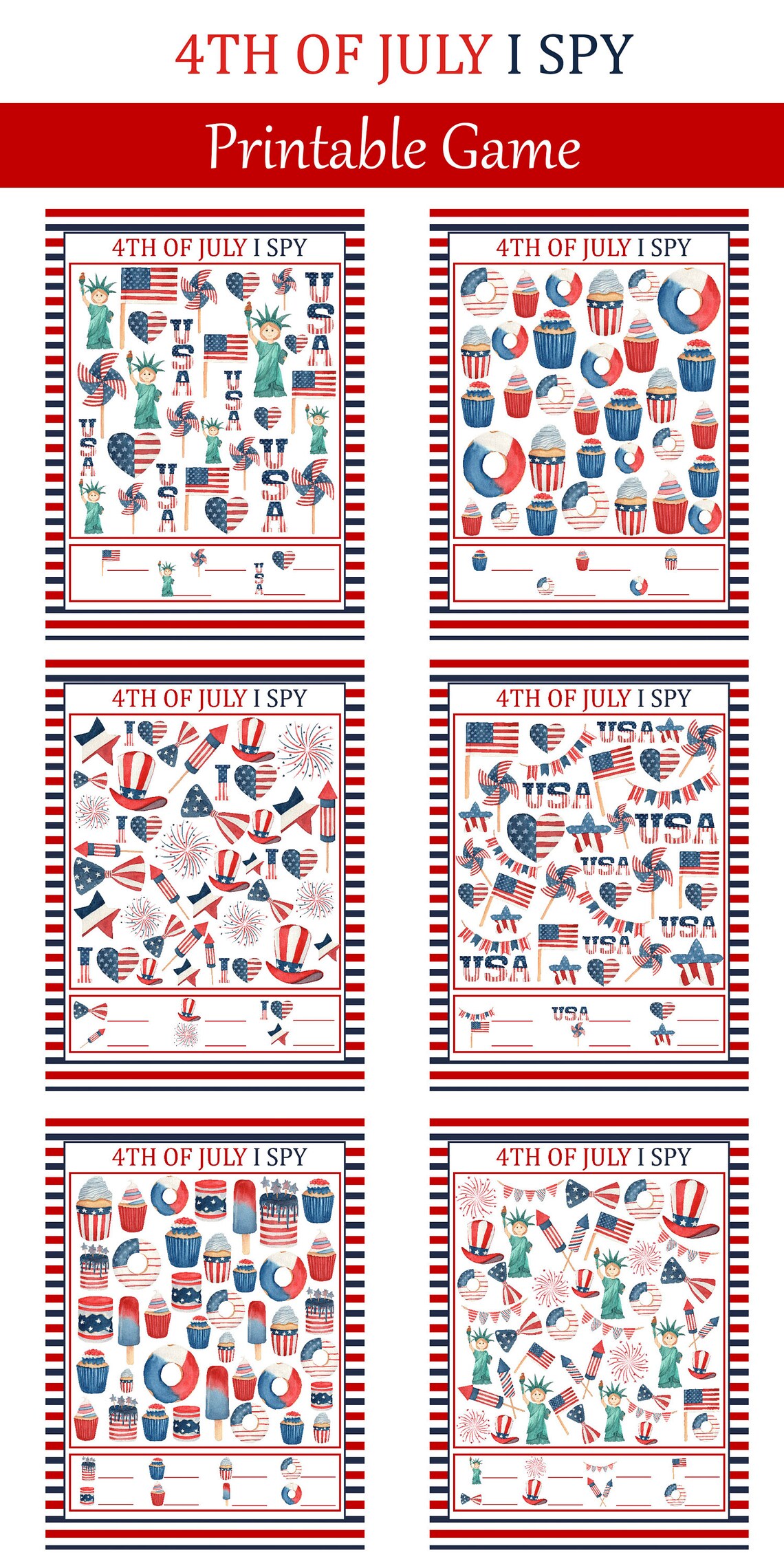 I Spy 4th of July, Independence Day Printable Game for Kids, Preschool ...