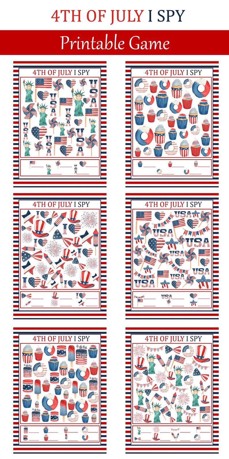 I Spy 4th of July, Independence Day Printable Game for Kids, Preschool ...