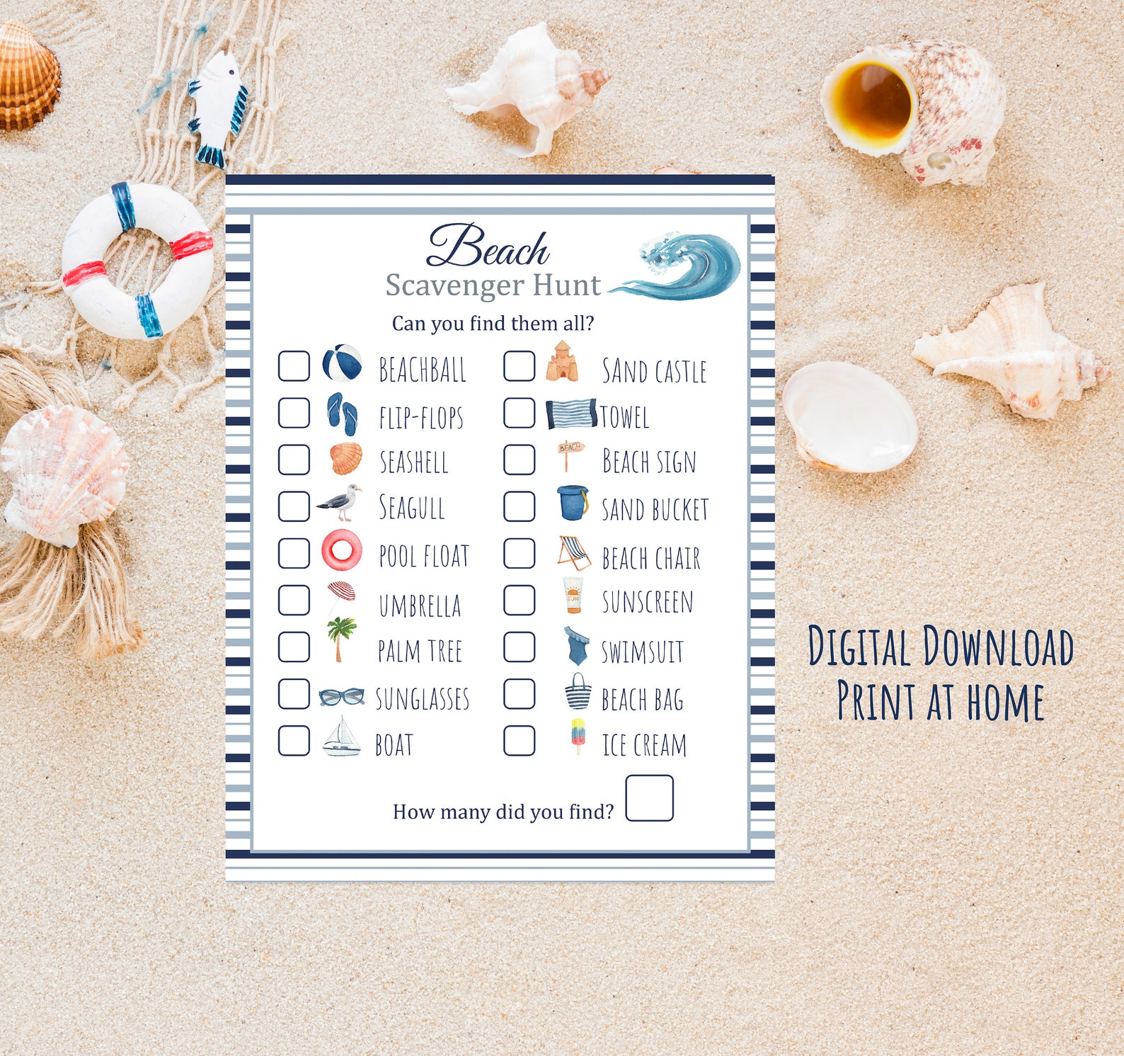 Beach Scavenger Hunt, Summer Treasures Beach Activity for Kids ...