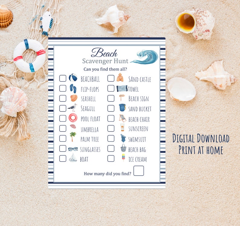 Beach Scavenger Hunt, Summer Treasures Beach Activity for Kids ...