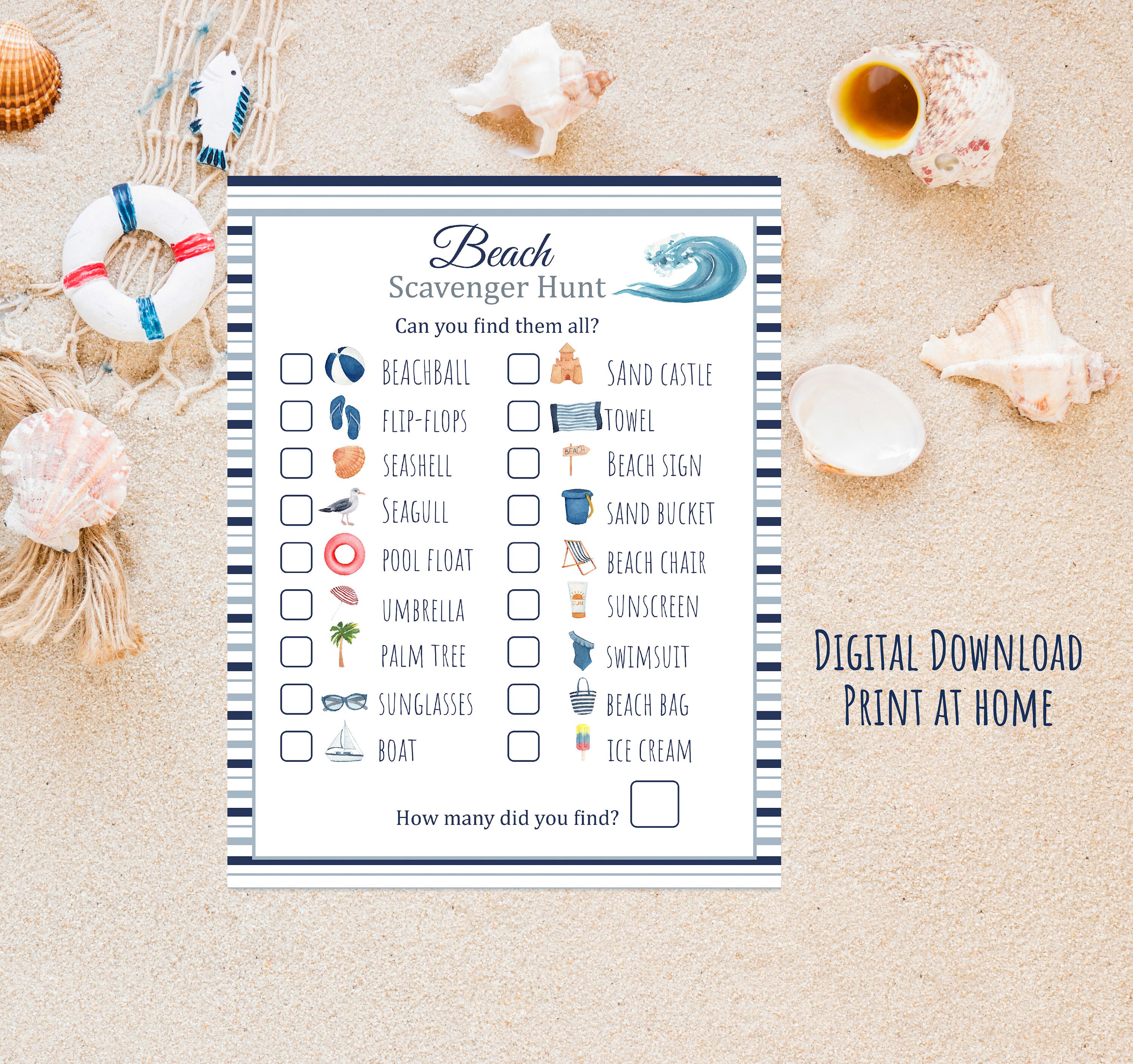 Beach Scavenger Hunt, Summer Treasures Beach Activity for Kids ...