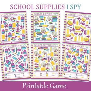 I Spy School Supplies, Back to School Printable Game for Kids ...