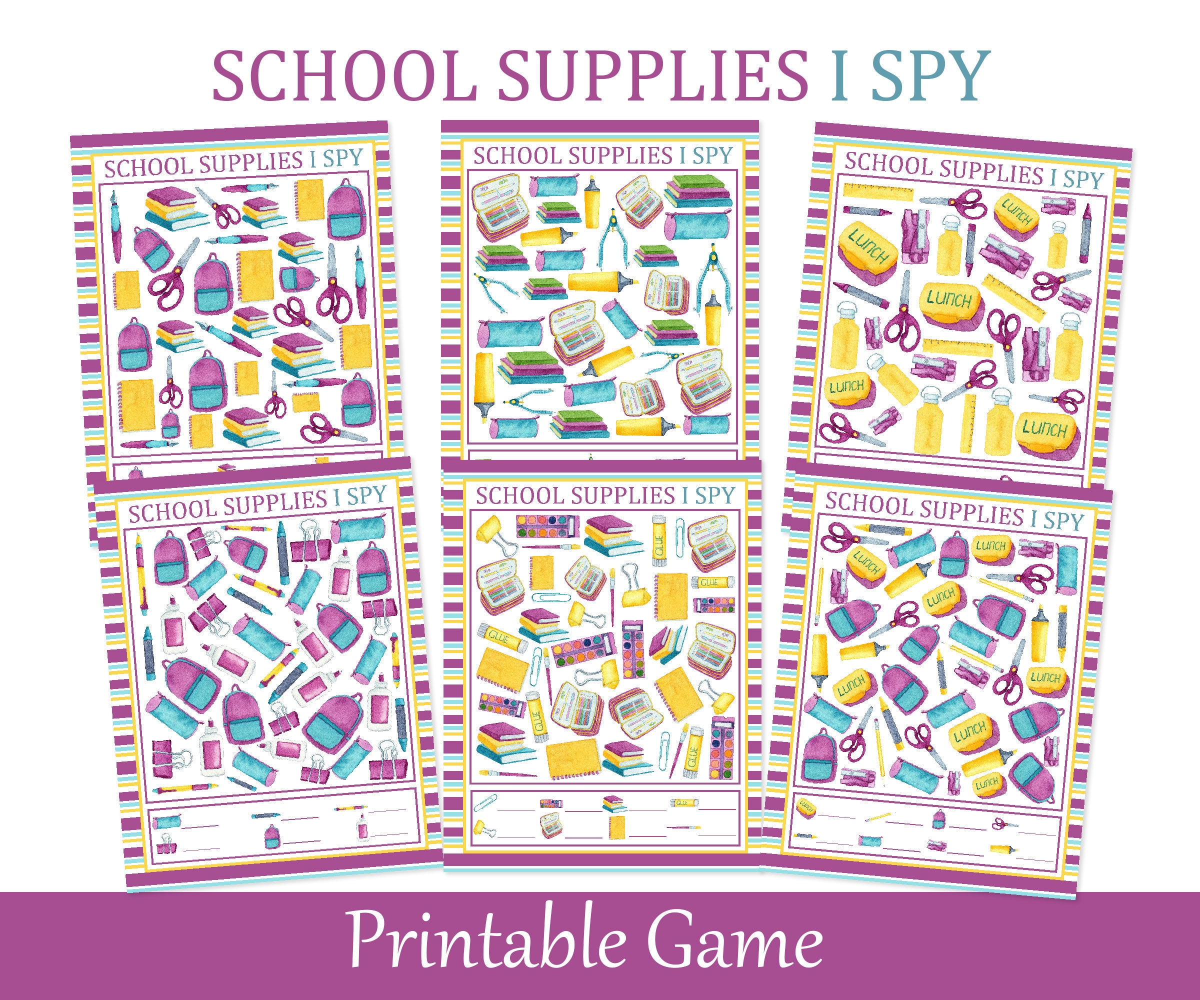 Veo, veo útiles escolares, Juego imprimible de regreso a clases para ...