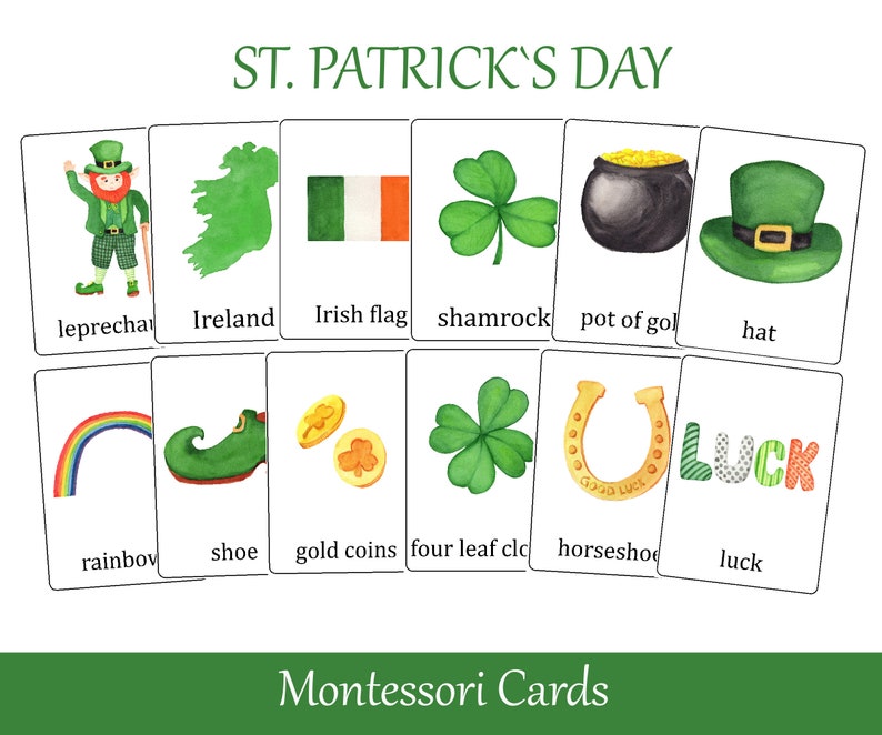 St. Patricks Day Montessori Three Part Cards. Ireland Nomenclature ...