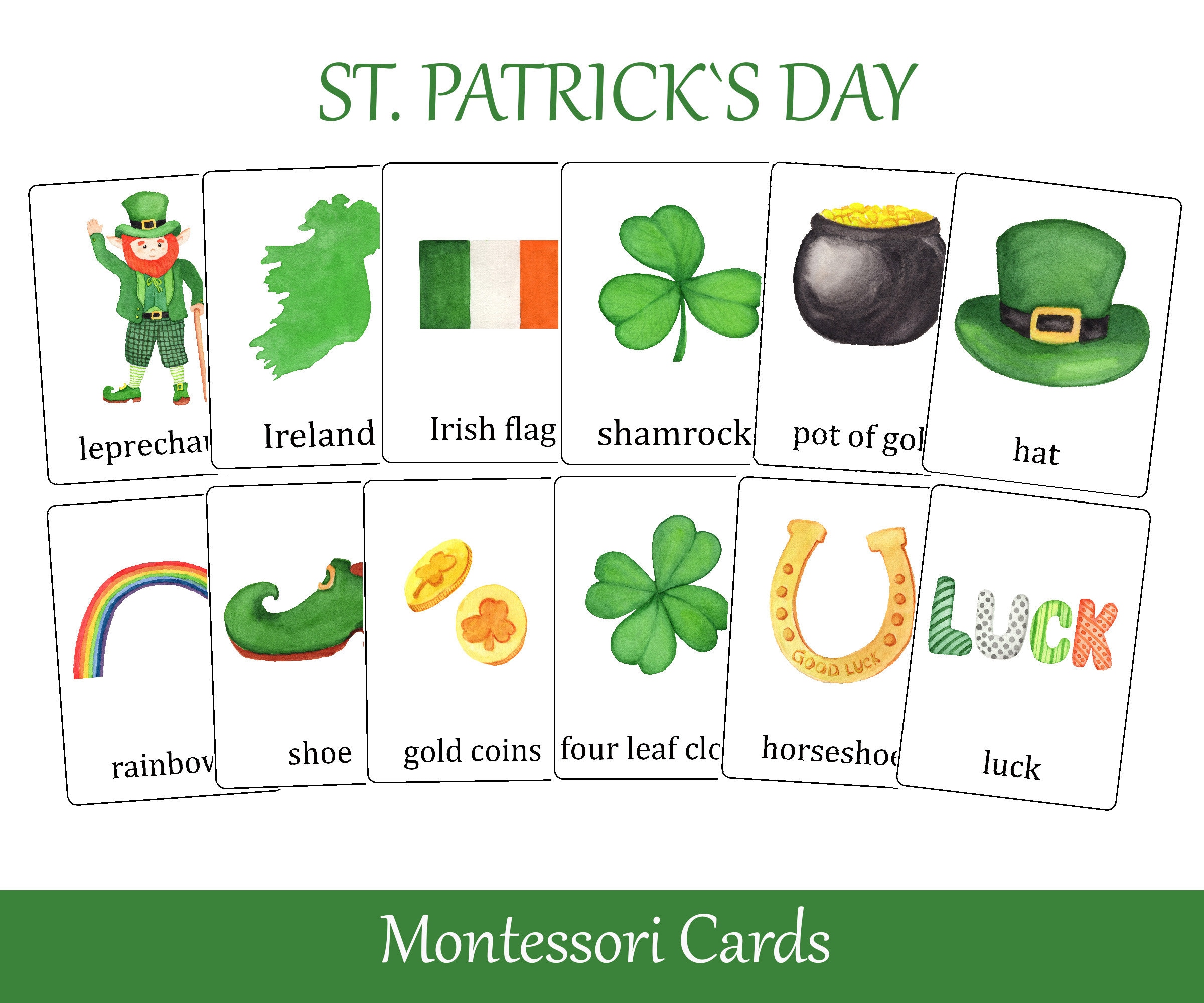 St. Patricks Day Montessori Three Part Cards. Ireland Nomenclature ...
