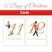 12 Days of Christmas Printable Cards, Nomenclature Cards, Printable ...