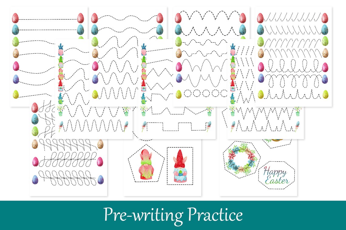 Handwriting Practice Preschool Worksheets Easter Tracing - Etsy