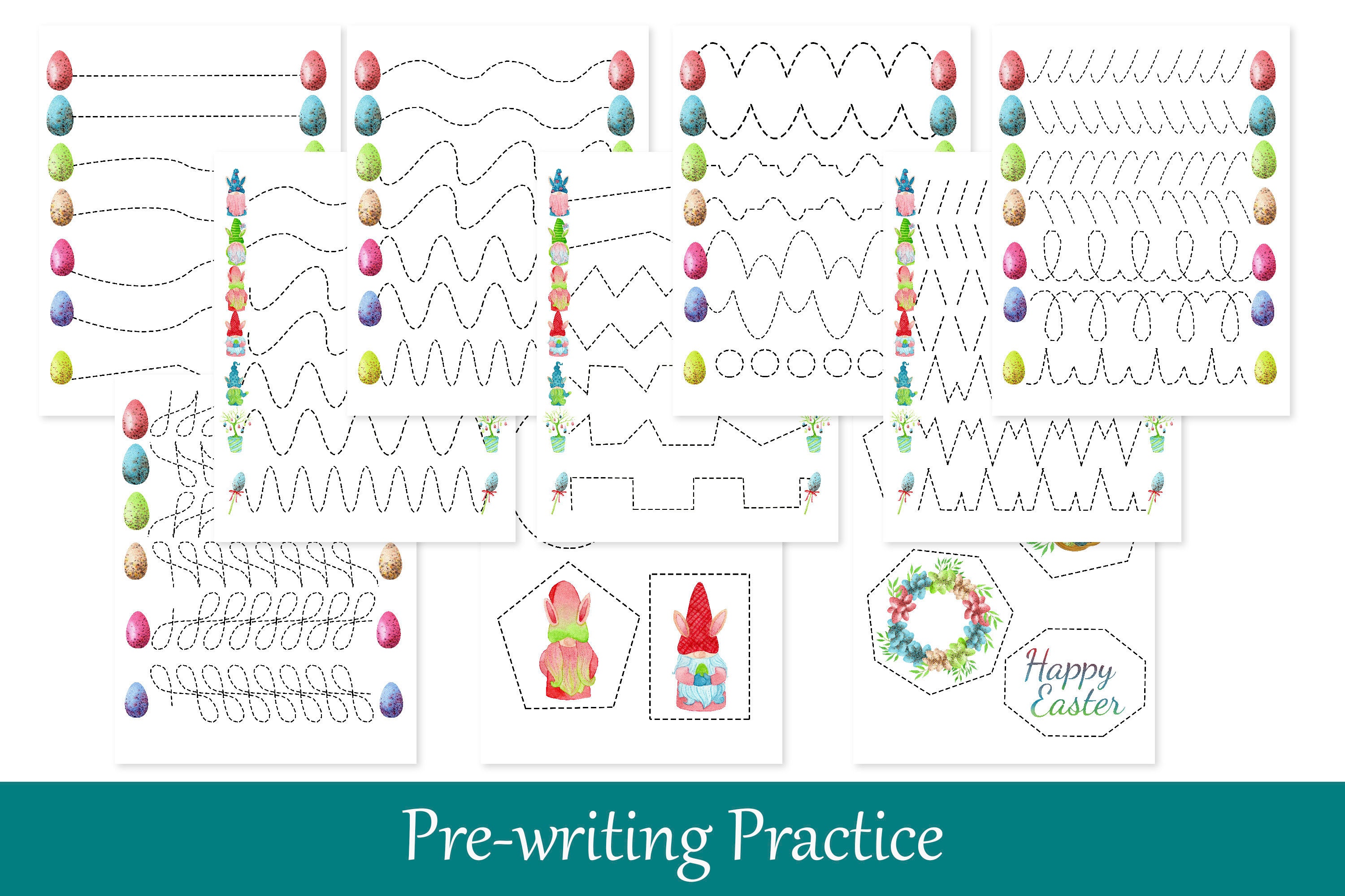 Handwriting Practice Preschool Worksheets Easter Tracing - Etsy