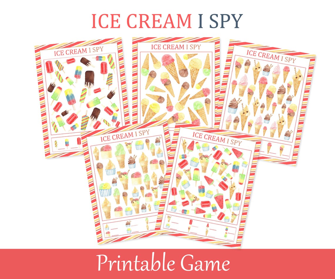 I Spy Ice Cream, Birthday Printable Summer Game for Kids - Etsy