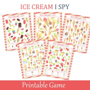 I Spy Ice Cream, Birthday Printable Summer Game for Kids - Etsy