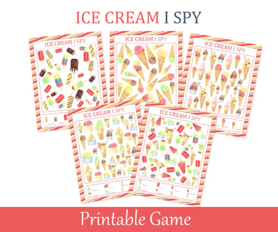 I Spy Ice Cream Birthday Printable Summer Game for Kids | Etsy
