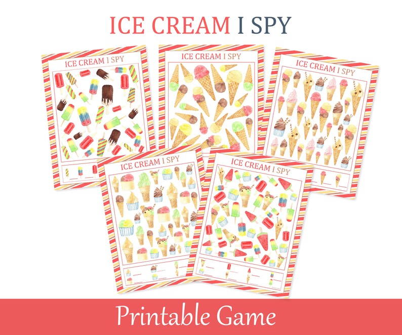 I Spy Ice Cream, Birthday Printable Summer Game for Kids - Etsy