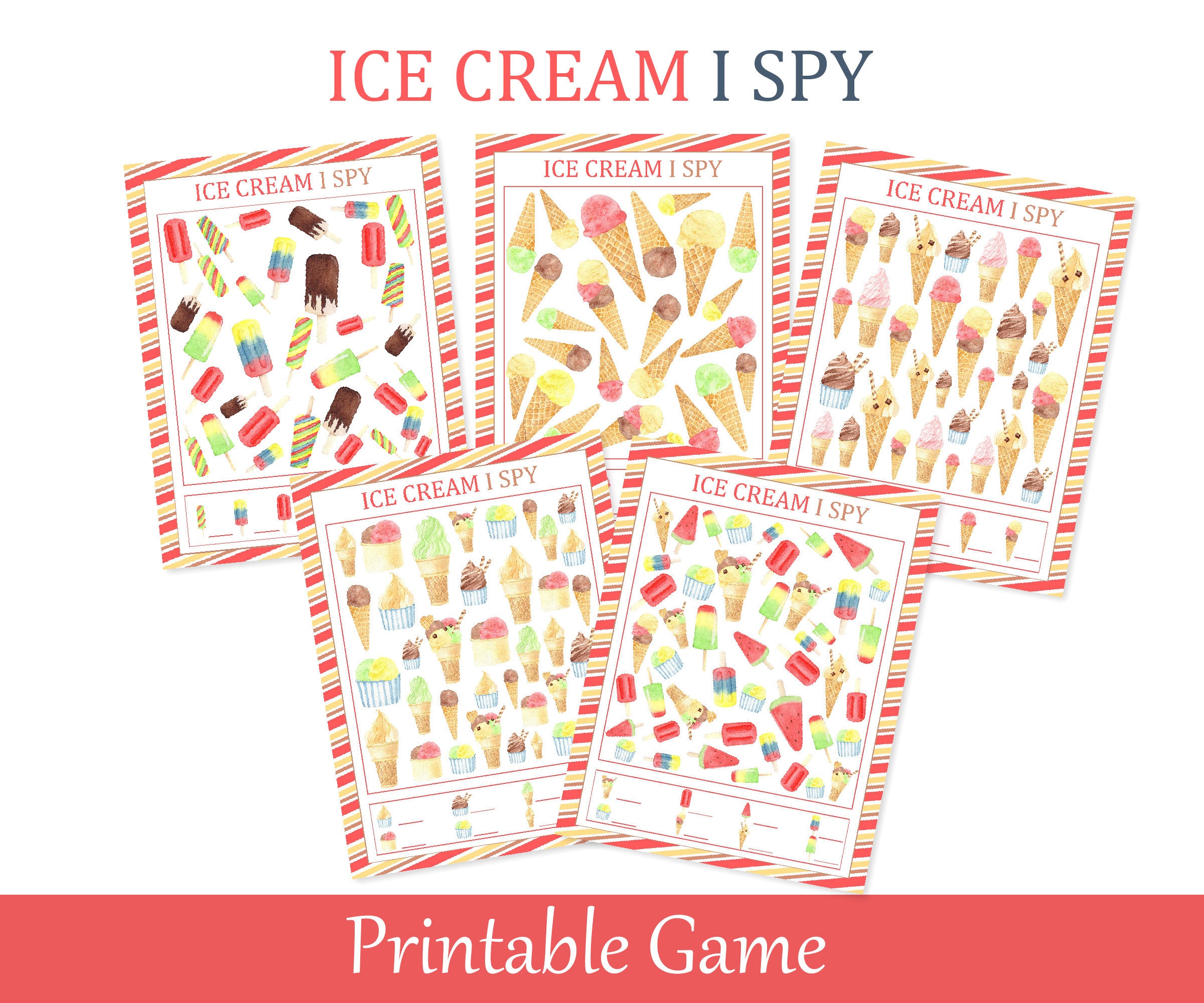 I Spy Ice Cream, Birthday Printable Summer Game for Kids - Etsy