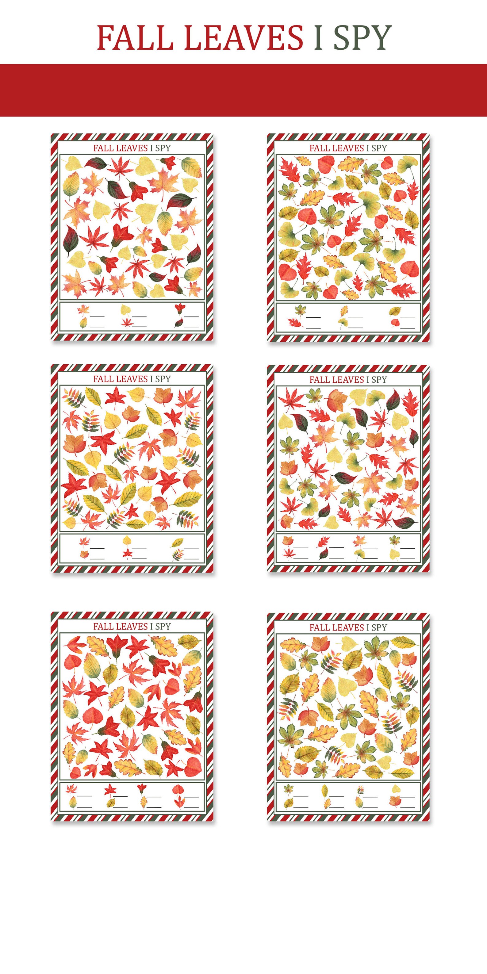 I Spy Fall Leaves Printable Game for Kids Fall Preschool - Etsy
