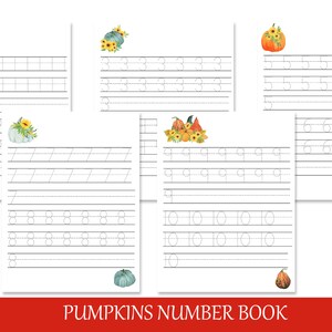Fall Pumpkins Number Book, Numbers Writing Practice, Autumn Tracing ...