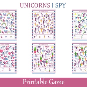 I Spy Unicorns, Printable Game for Kids, Preschool Activity, Heart ...