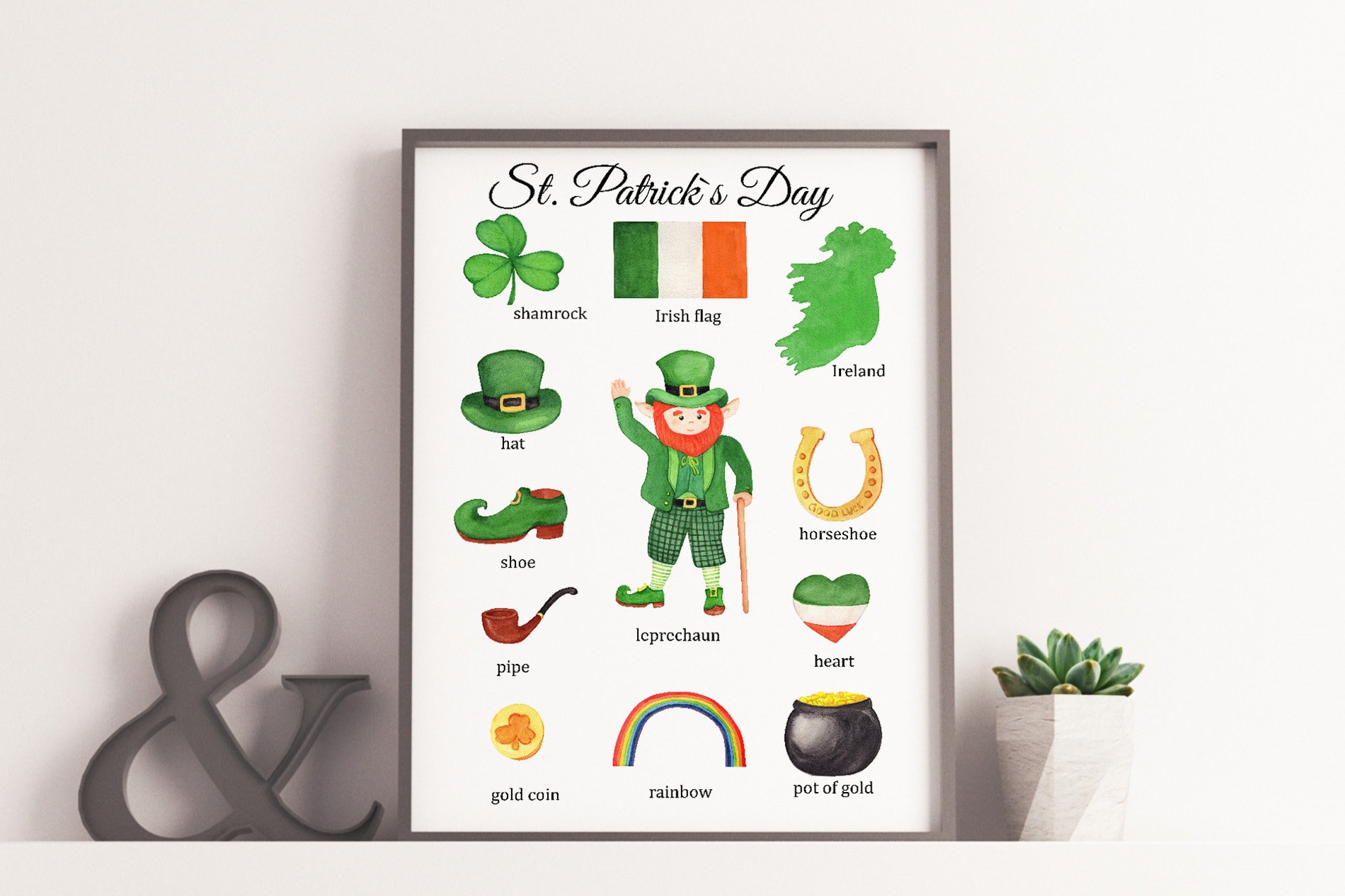 St. Patricks Day Montessori Poster, Educational Poster, Leprechaun ...