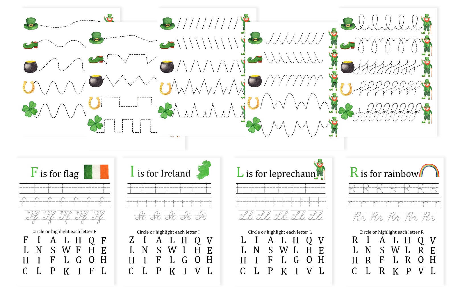 St Patricks Day Preschool Learning Pack Worksheets - Etsy