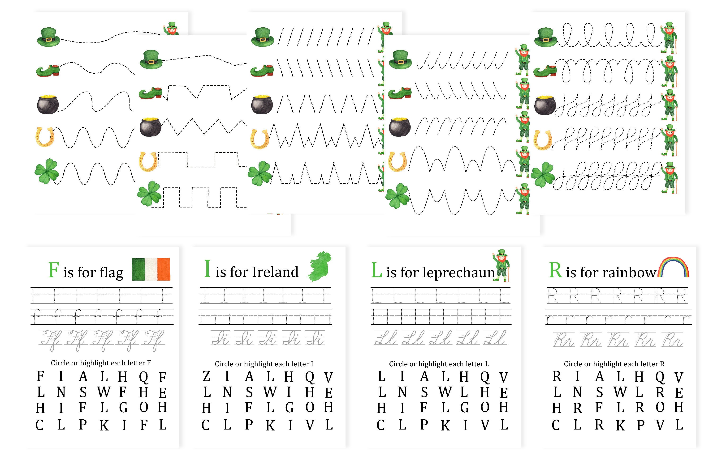 St Patricks Day Preschool Learning Pack Worksheets - Etsy