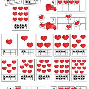 Valentine Ten Frame Counting Flashcards, Montessori Math Worksheets ...