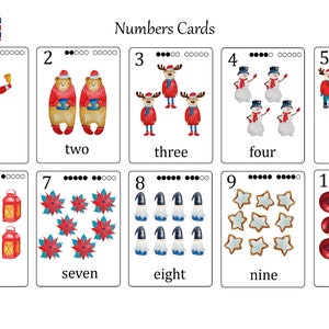 Christmas Numbers Flash Cards. Bilingual English & German Printable ...