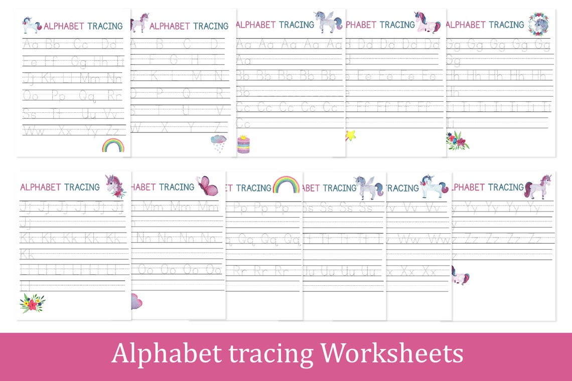 Alphabet Tracing Worksheets, Unicorns Letters Writing Practice ...