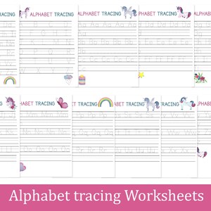 Alphabet Tracing Worksheets, Unicorns Letters Writing Practice ...