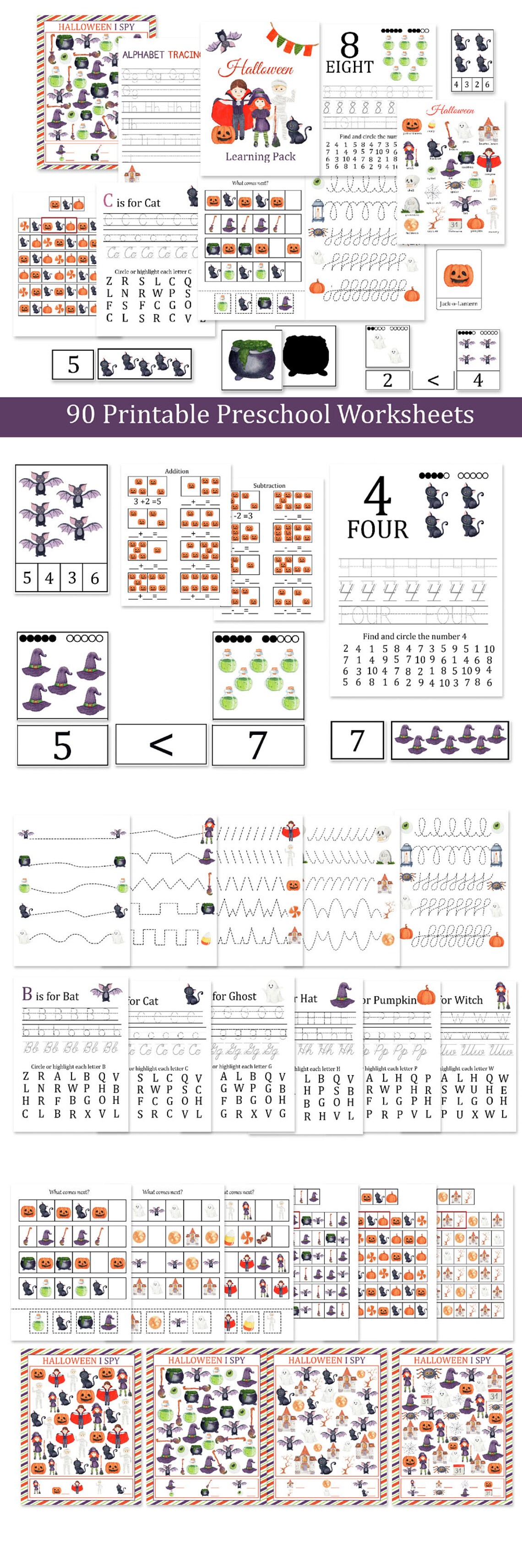 Halloween Printable Busy Book, Halloween Learning Pack, Kids Activity ...