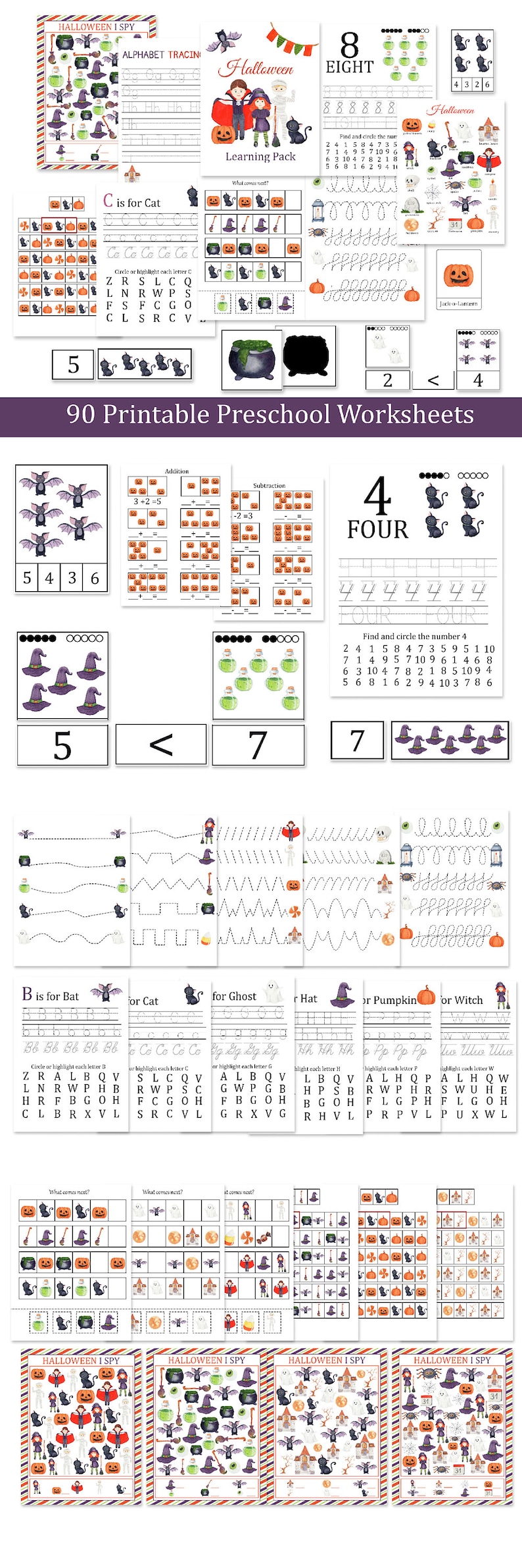 Halloween Printable Busy Book, Halloween Learning Pack, Kids Activity ...