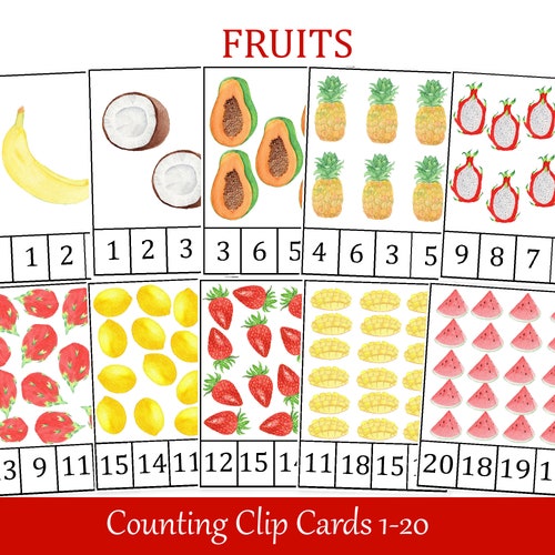 Garden Count and Clip 1-20 Number Cards Nature Homeschool | Etsy