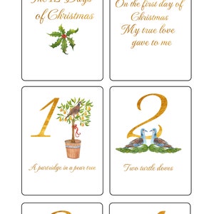 12 Days of Christmas Printable Cards, Nomenclature Cards, Printable ...