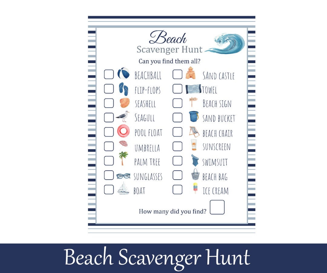Beach Scavenger Hunt, Summer Treasures Beach Activity for Kids ...