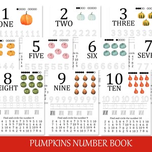 Fall Pumpkins Number Book, Numbers Writing Practice, Autumn Tracing ...