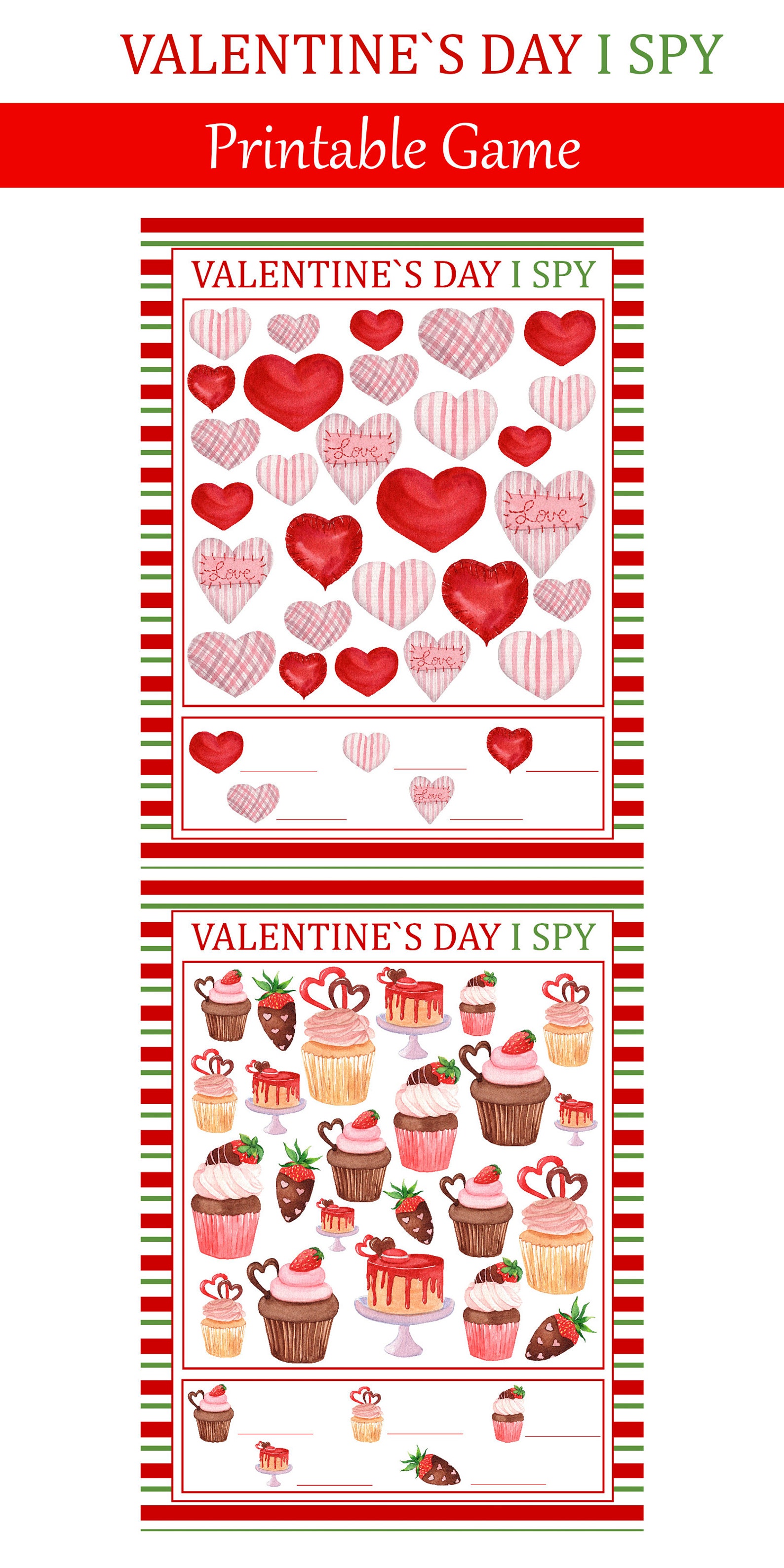 I Spy Valentines Day, Printable Game for Kids, Preschool Activity ...