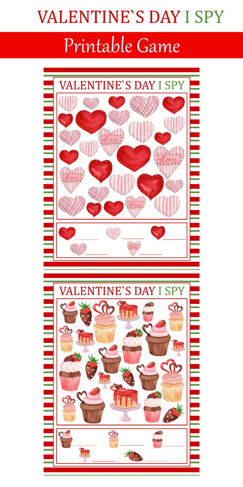 I Spy Valentines Day, Printable Game for Kids, Preschool Activity ...