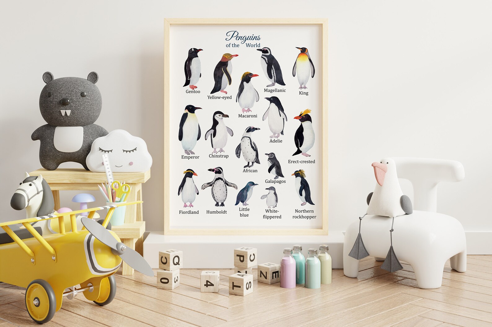 Penguins Species Montessori Poster, Educational Poster, Types of ...