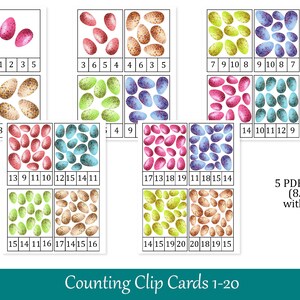 Easter Eggs Counting Clip Flashcards 1 - 20, Printable Spring Numbers ...