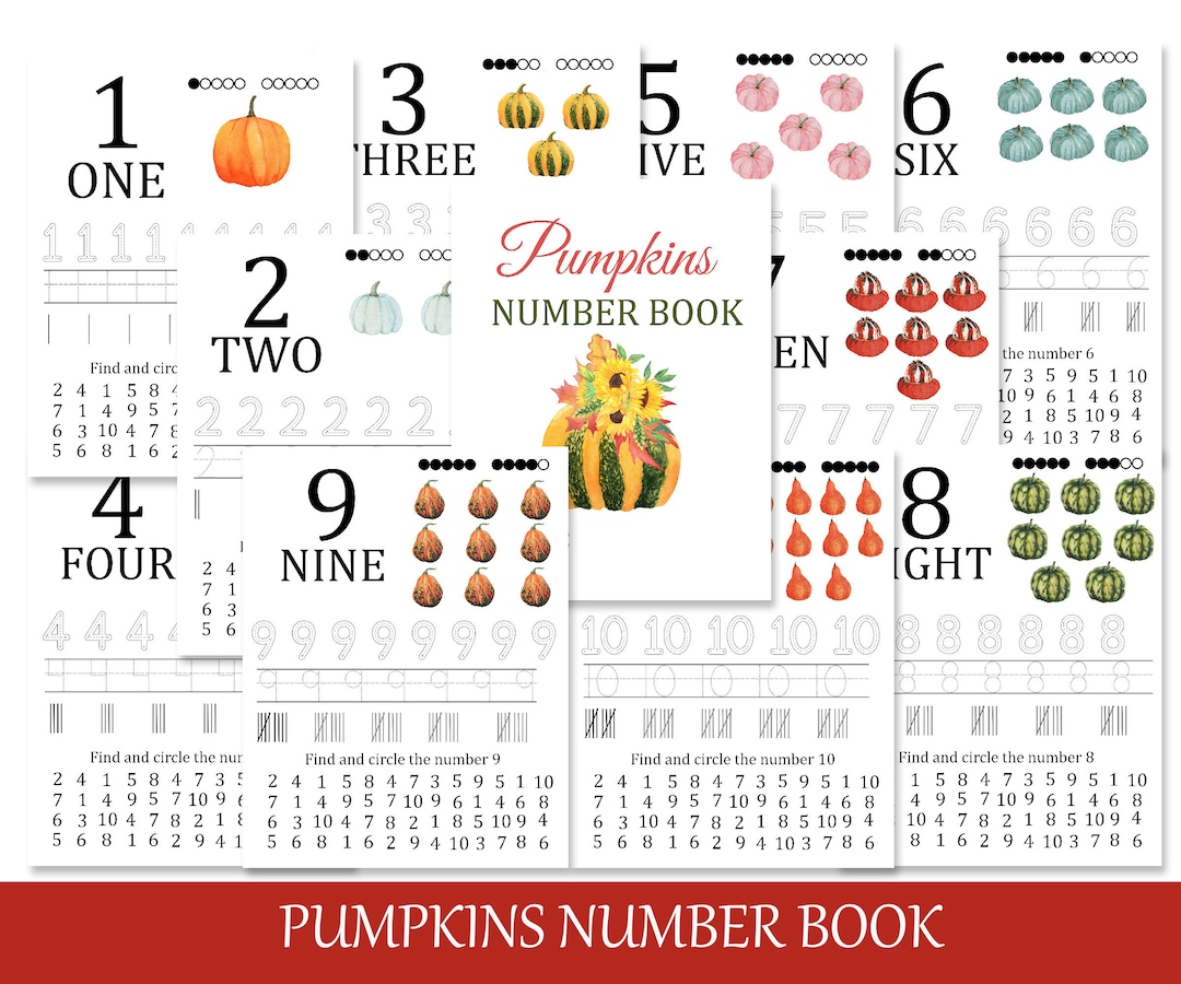 Fall Pumpkins Number Book, Numbers Writing Practice, Autumn Tracing ...