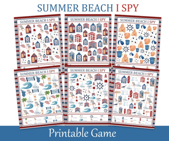 I Spy Summer Ocean Beach Printable Game for Kids Preschool | Etsy