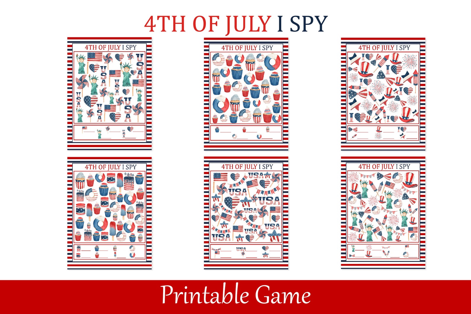 I Spy 4th of July, Independence Day Printable Game for Kids, Preschool ...