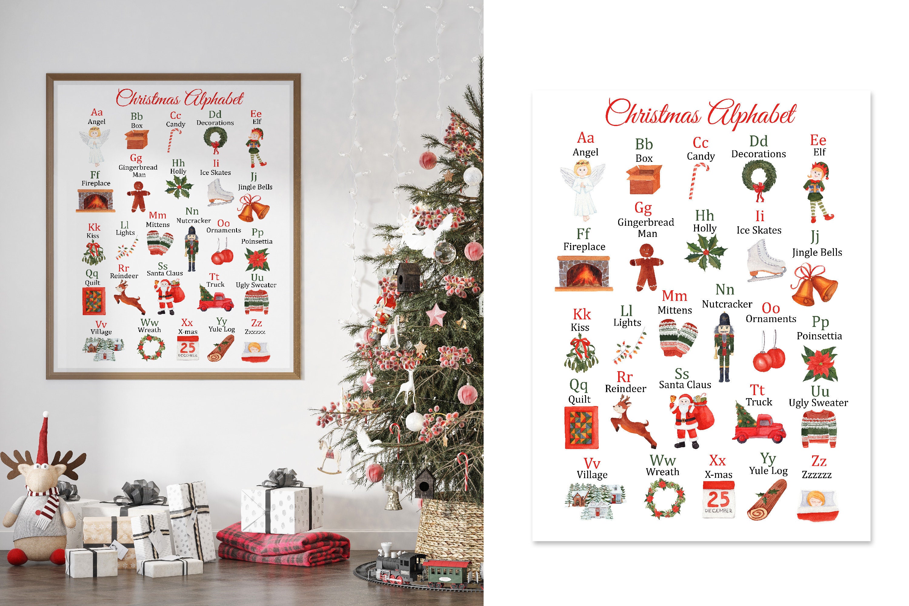 Christmas Alphabet Montessori Poster, Educational Poster, ABC Christmas ...