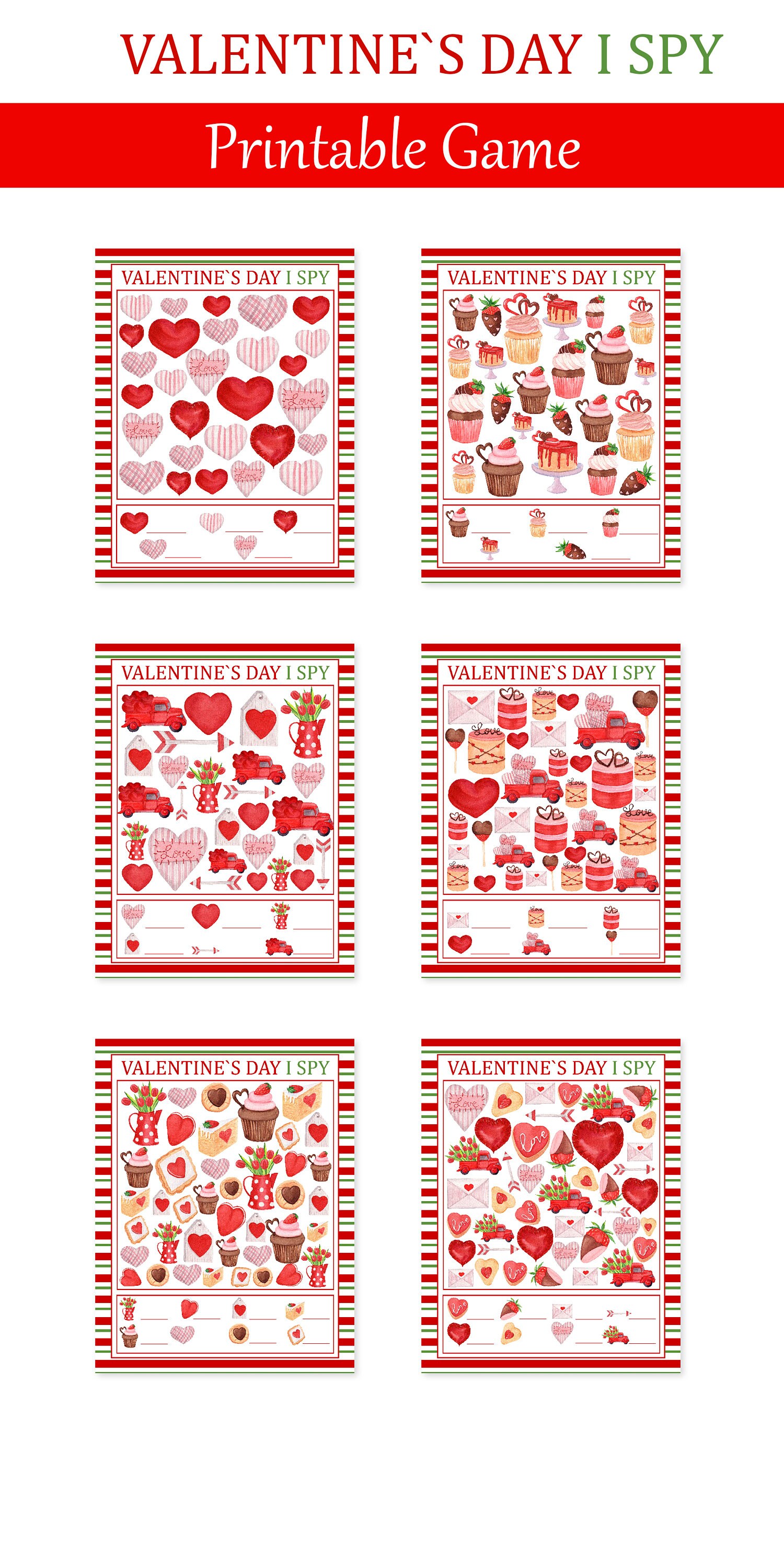 I Spy Valentines Day, Printable Game for Kids, Preschool Activity ...