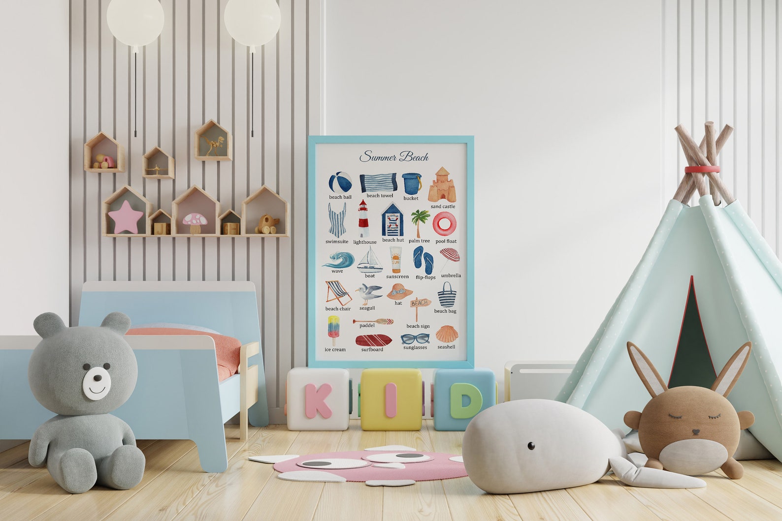 Summer Beach Montessori Poster, Educational Poster, Beach Printable ...