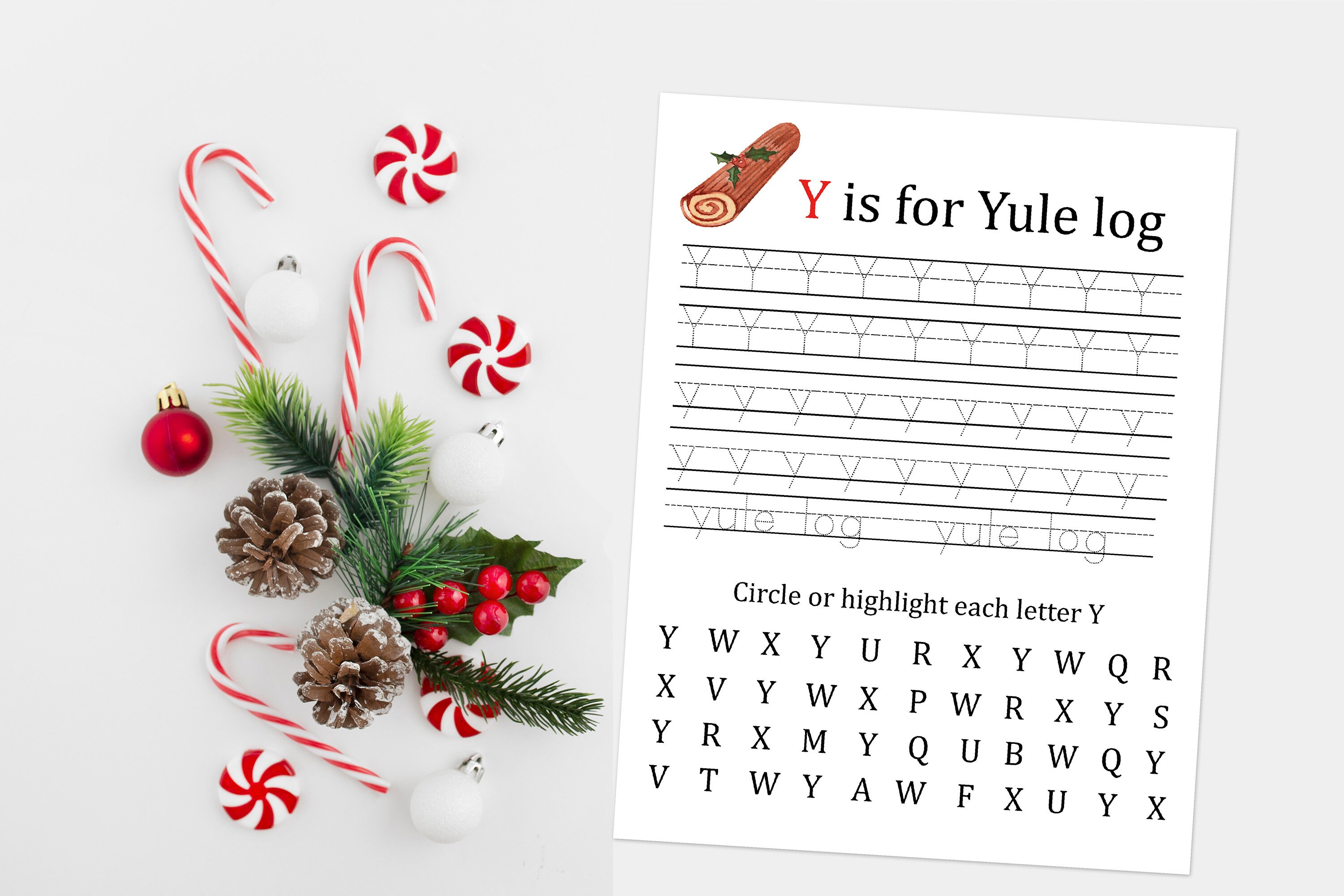 Christmas Alphabet Tracing Worksheets, Letters Writing Practice, ABC ...