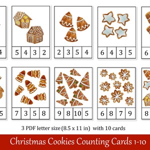Christmas Cookies Counting Clip Cards. Printable Montessori Materials ...