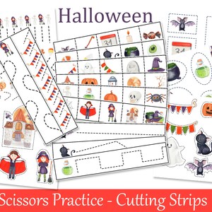 Halloween Scissors Cutting Practice, Cutting Strips for Fine Motor ...