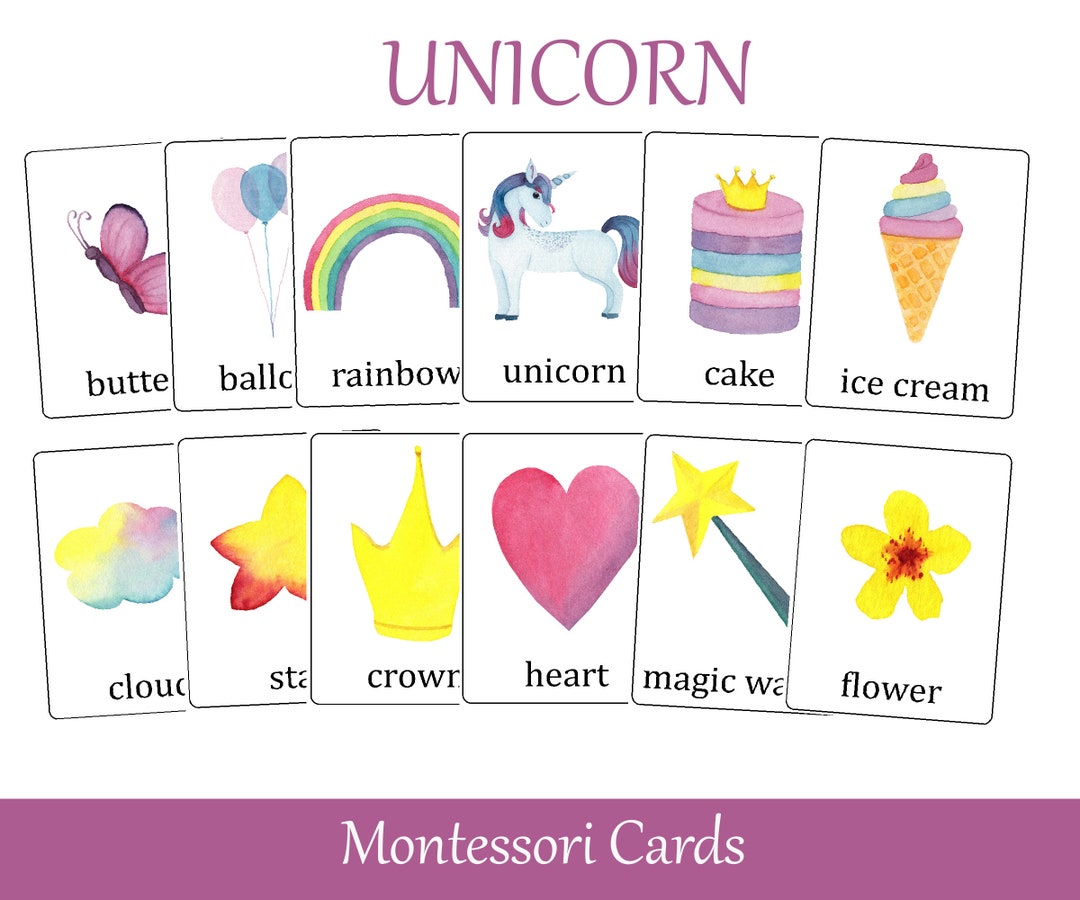 Unicorn Montessori Three Part Cards. Fairy Nomenclature Cards ...