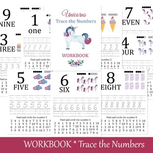 Numbers Writing Practice, Unicorns Tracing Worksheets, Preschool ...