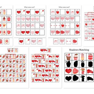 Valentine Preschool Learning Pack, Worksheets, Montessori Materials ...